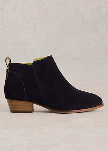 White Stuff Wide Fit Blue Suede Ankle Boots | Kaleidoscope