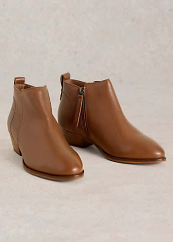 White Stuff Willow Tan Leather Ankle Boots | Kaleidoscope