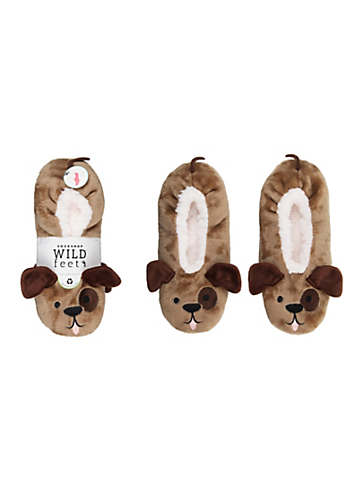 Wild Feet Dog Ladies Slipper Sock Footsies | Kaleidoscope
