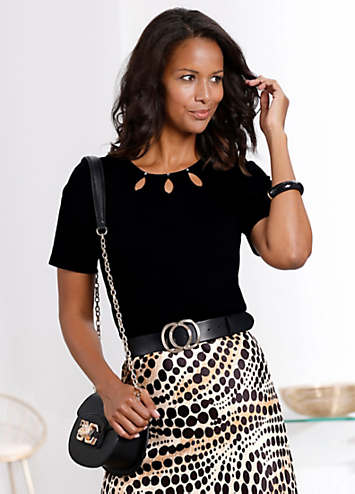 Witt Cut-Out Round Neck Top | Kaleidoscope