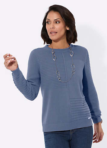 Witt Round Neck Pattern Mix Jumper | Kaleidoscope
