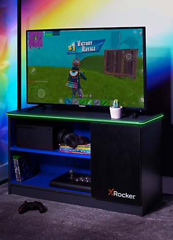 X Rocker Carbon-Tek TV Media Cabinet - LED Lights - Grey/Blue ...
