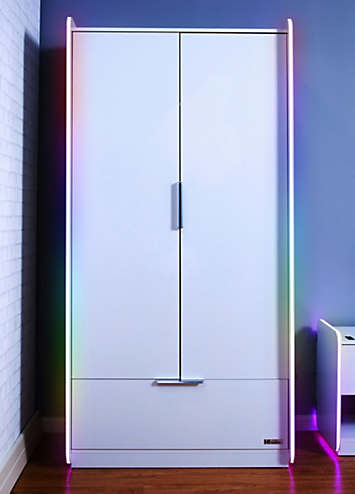 X Rocker Electra 2 Door Wardrobe with Drawer and APP Controlled LED ...
