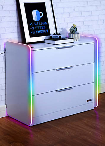 X Rocker Electra Chest of 3 Drawers - App Controlled LED Lights - White ...