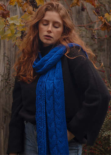 Xander Kostroma Royal Blue Chunky Knitted Scarf | Kaleidoscope