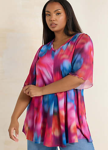 Yours Curve Abstract Print Mesh Swing Top | Kaleidoscope