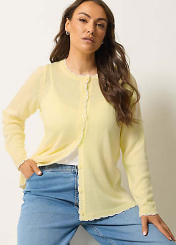 Yours Curve Scallop Edge Cardigan | Kaleidoscope
