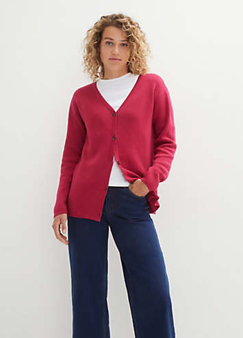 bonprix Buttoned V-Neck Cardigan | Kaleidoscope