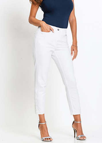 bonprix Cropped Stretch Lace Trim Jeans | Kaleidoscope