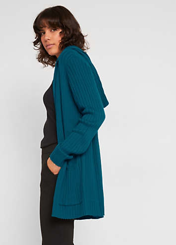 bonprix Hooded Rib Knit Cardigan | Kaleidoscope