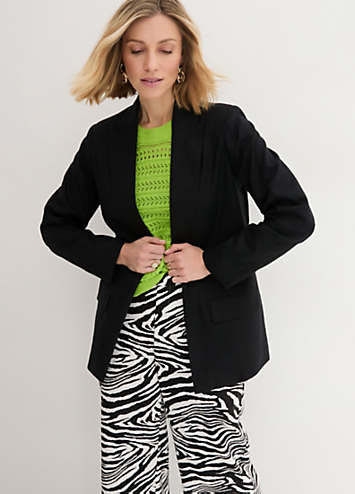 bonprix Long Sleeve Linen Mix Blazer | Kaleidoscope