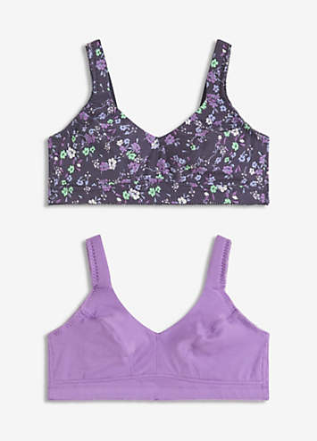 bonprix Pack of 2 Non-Padded Non-Wired Full Cup Bras | Kaleidoscope