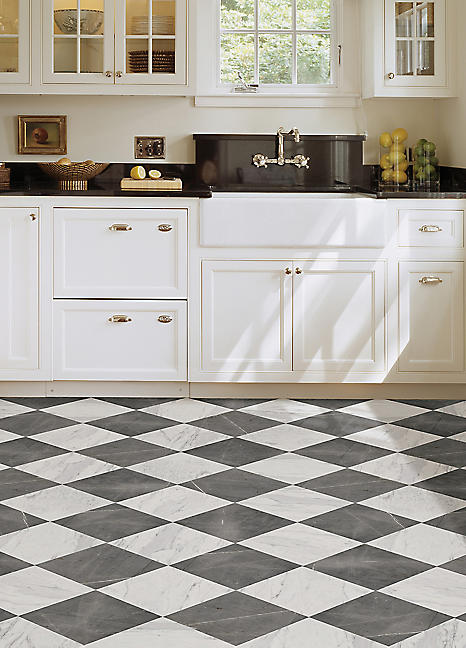 FloorPops Grey White Marble Bonneville Peel Stick Pack of 10 Floor Tiles