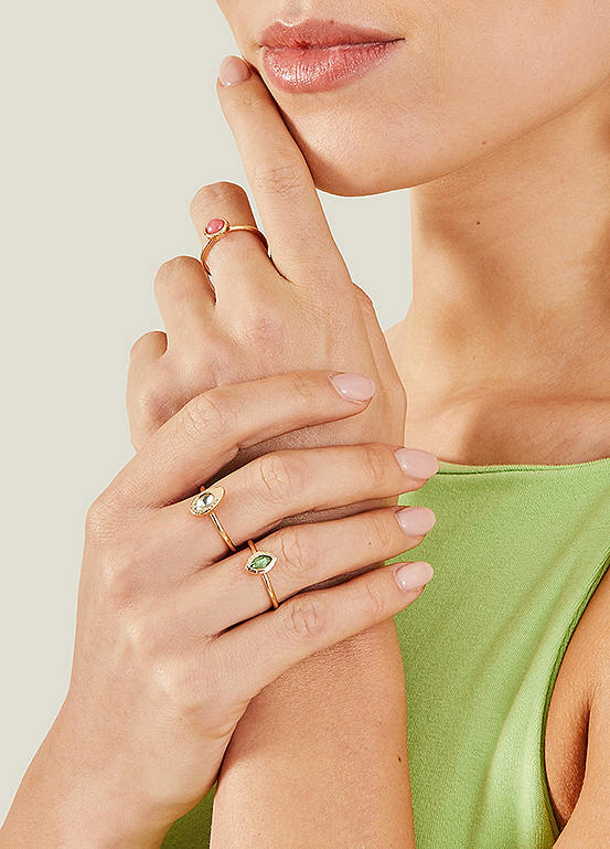 Accessorize 3 Pack Tiny Gem Rings | Kaleidoscope