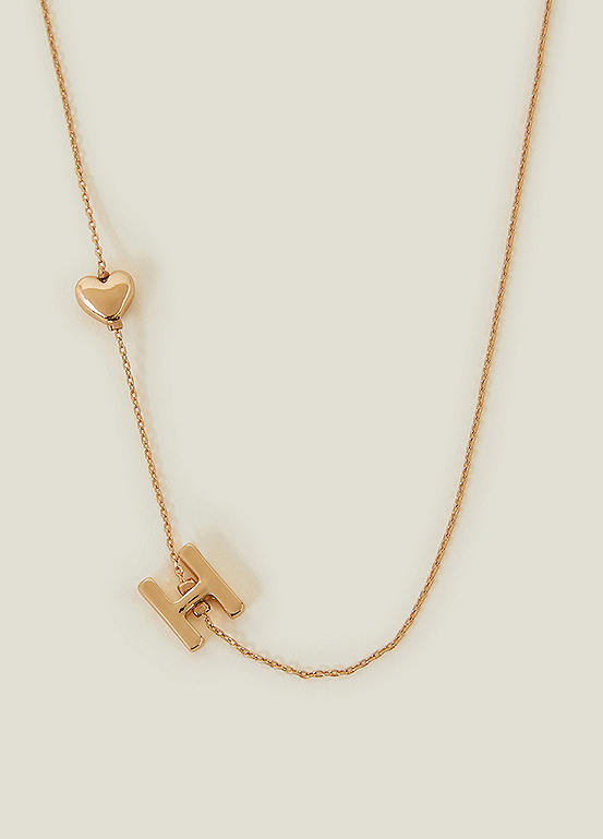 Accessorize Heart Initial Necklace - Gold | Kaleidoscope