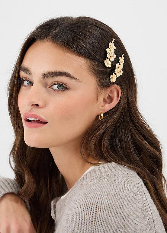 Accessorize Pack of 2 Floral Metal Hair Slides | Kaleidoscope