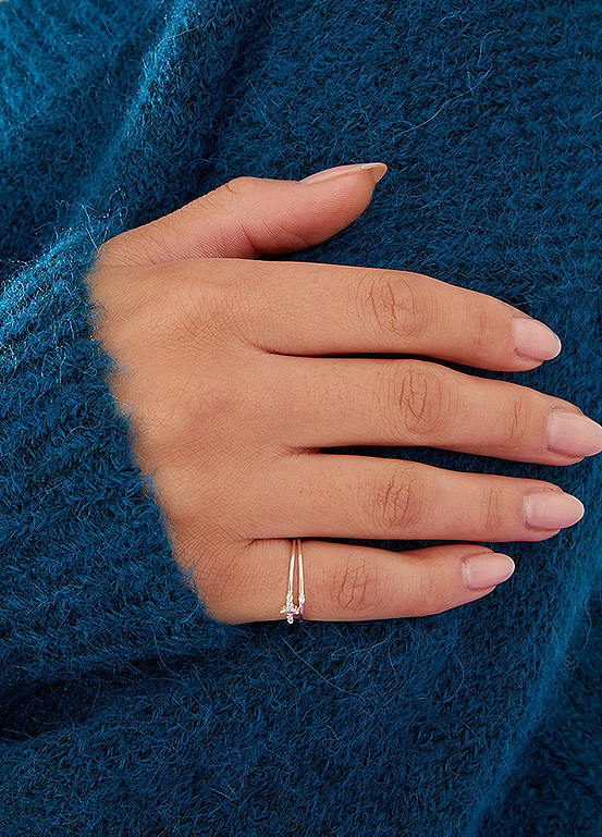 Accessorize Set of 2 Sterling Silver Sparkle Stacking Rings | Kaleidoscope