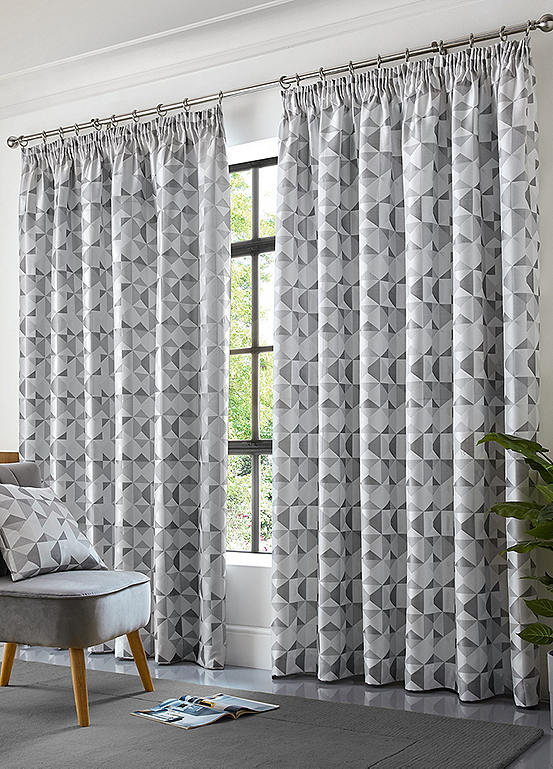 Alan Symonds Skandi Jacquard Pair of Pencil Pleat Lined Curtains ...