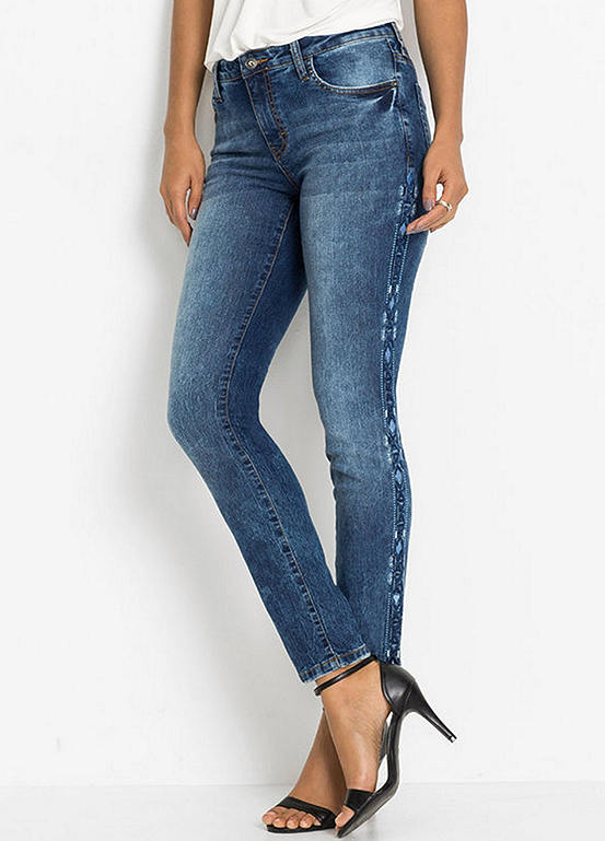 bonprix Embroidered Piped Jeans | Kaleidoscope