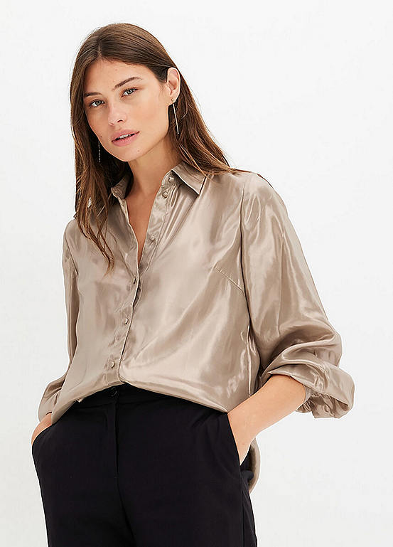 bonprix Metallic Satin Blouse | Kaleidoscope