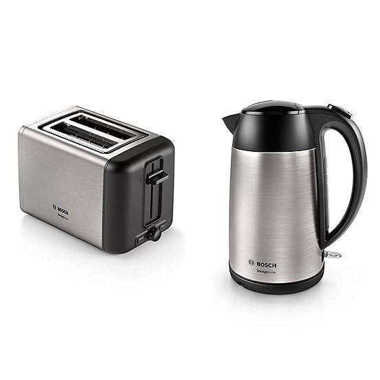 Bosch DesignLine Kettle & 2 Slice Toaster Set - Silver | Kaleidoscope