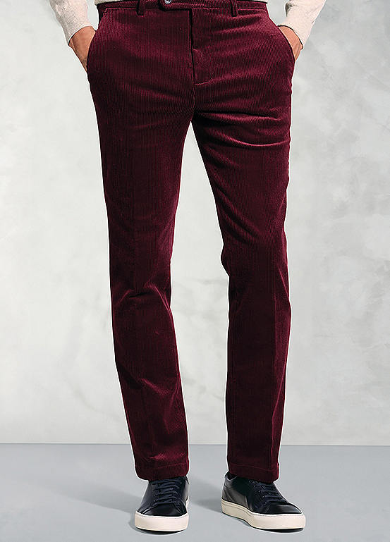 Brook Taverner Regular Fit Ellroy Cherry Corduroy Trousers | Kaleidoscope