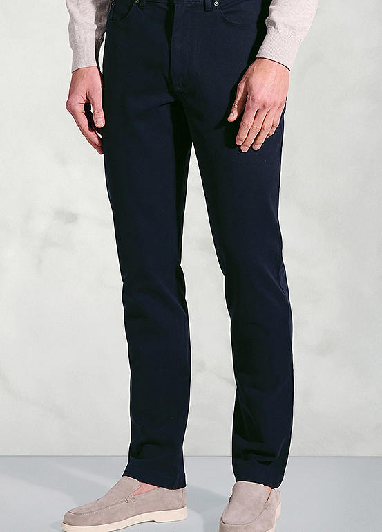Brook Taverner Regular Fit Fredericks Navy 5 Pocket Italian Twill ...