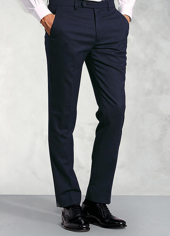Brook Taverner Regular Fit Olney Navy Flannel Trousers | Kaleidoscope