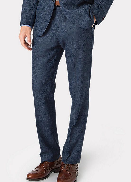 Brook Taverner Tailored Fit Clifford Navy Donegal Wool Suit Trousers ...