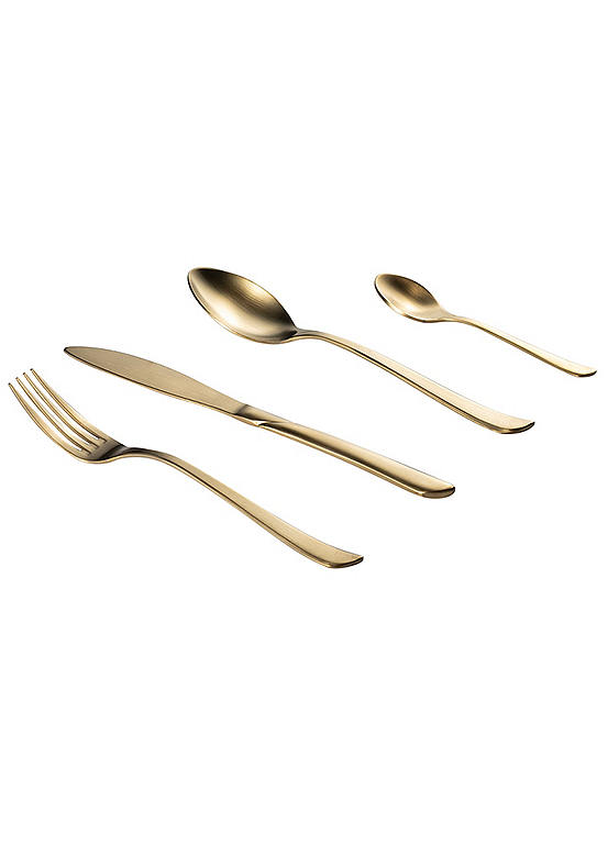 Carnaby Ares Gold 16 Stainless Steel Piece Cutlery Set | Kaleidoscope
