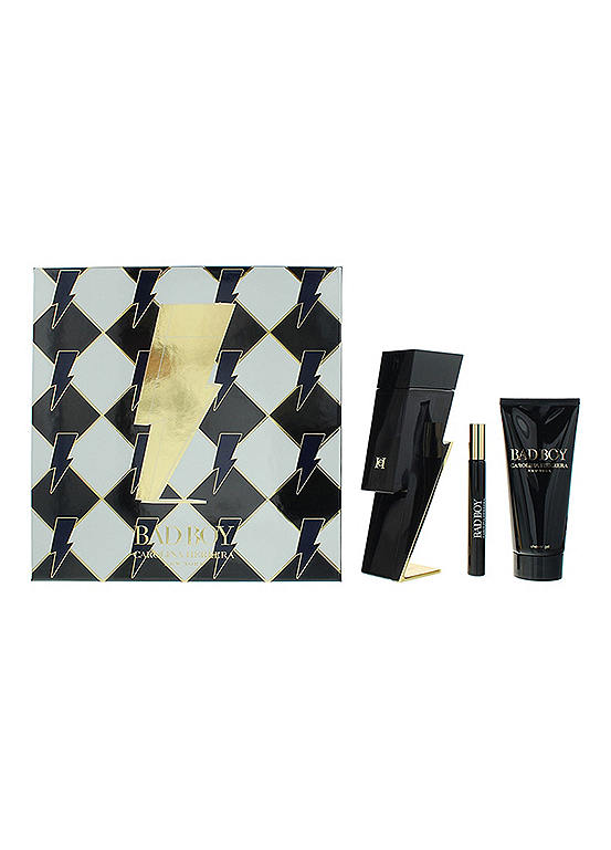Carolina Herrera Bad Boy Eau De Toilette 100ml 3 Piece Gift Set ...