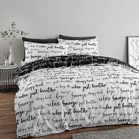 Catherine Lansfield Script Duvet Cover Set | Kaleidoscope