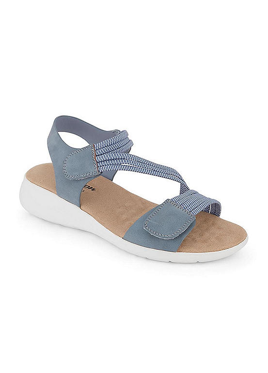Cotton Traders Blue Elasticated Adjustable Sandals | Kaleidoscope