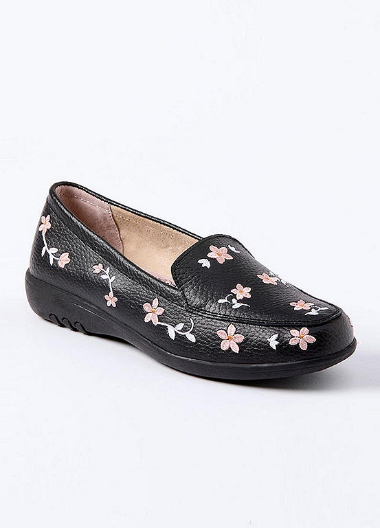 Cotton Traders Multi Leather Embroidered Loafers | Kaleidoscope