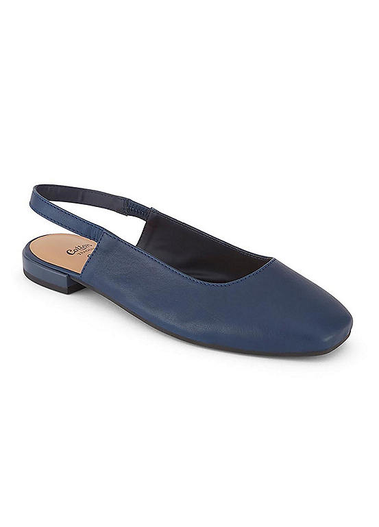 Cotton Traders Navy Grace Leather Sling Back Shoes | Kaleidoscope