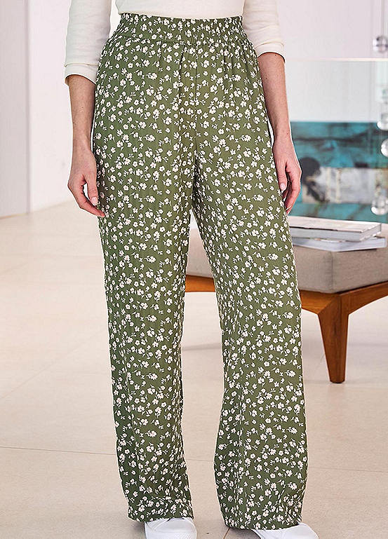 Cotton Traders Printed Wide Leg Trousers | Kaleidoscope