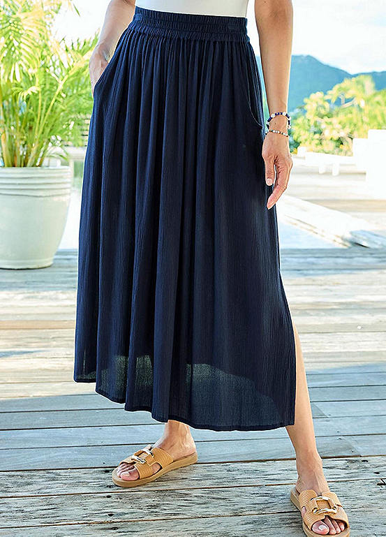 Cotton Traders Pull-On Crinkle Maxi Skirt | Kaleidoscope