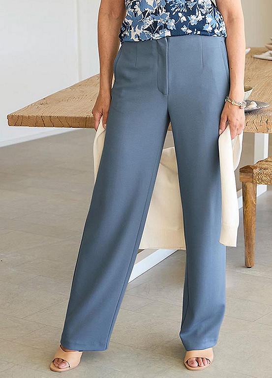 Cotton Traders Textured Jersey Straight Leg Trousers | Kaleidoscope