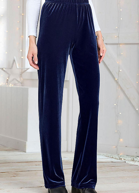 Cotton Traders Velour Straight Leg Pull-On Stretch Trousers | Kaleidoscope