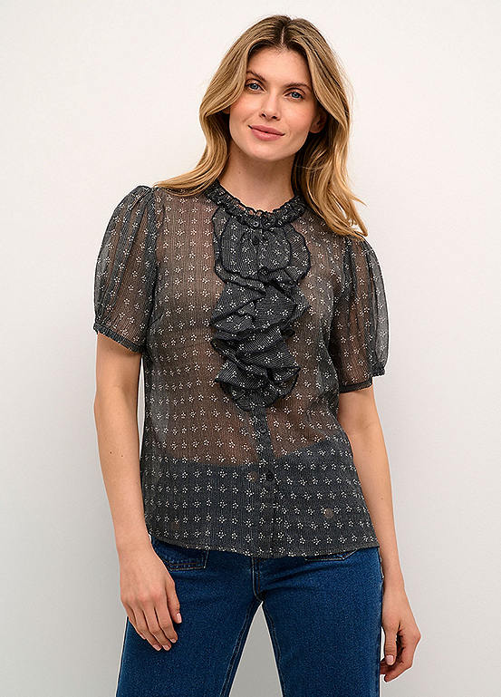Cream Kinia Short Sleeve Ruffle Blouse | Kaleidoscope