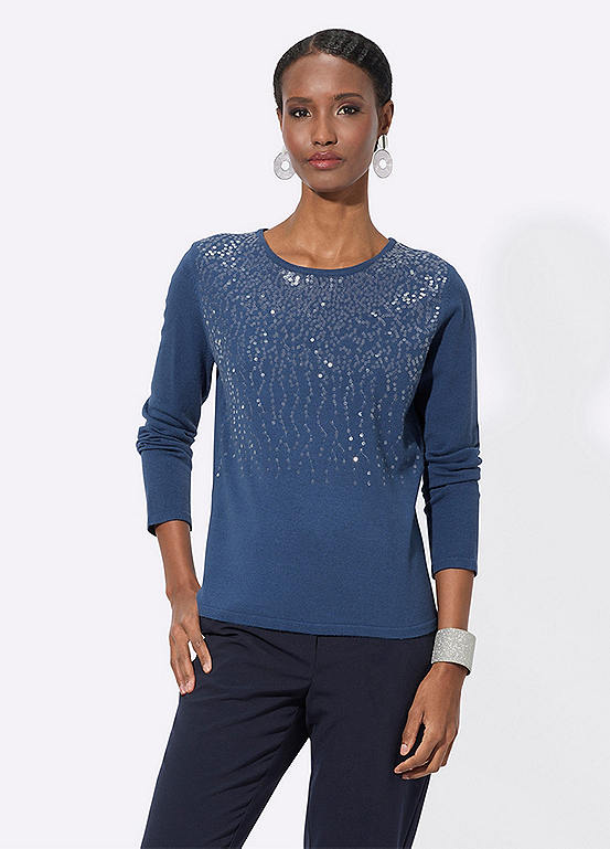 Creation L Tailored Fine-Knit Sequin Jumper | Kaleidoscope