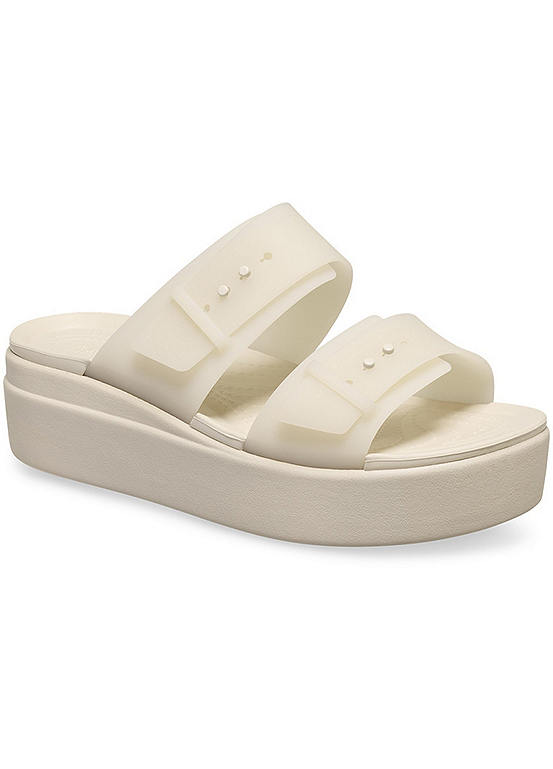 Crocs White Brooklyn Buckle Low Wedge Sandals | Kaleidoscope