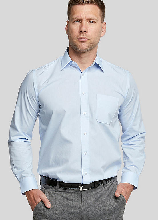 Double Two Glacier Blue Classic Easy Care Long Sleeve Shirt | Kaleidoscope