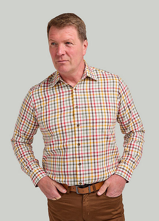 Double Two Gold Tattersall Check Warm Handle Shirt - 15 inch Collar ...