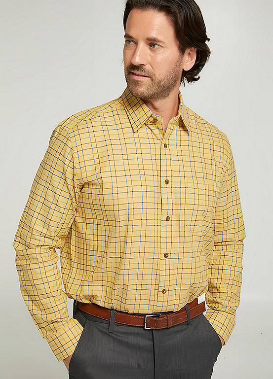 Double Two Mustard Tattersall Check Warm Handle Shirt | Kaleidoscope