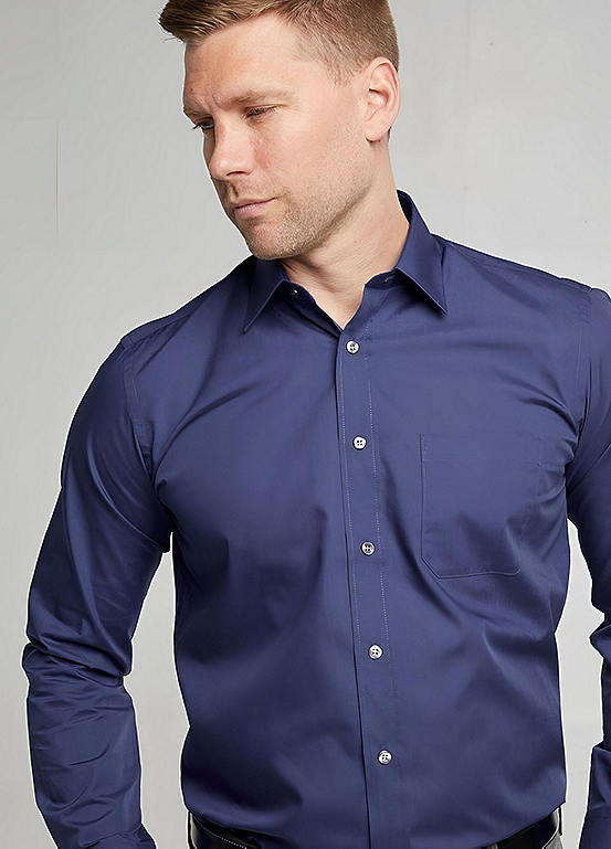 Double Two Navy Classic Easy Care Long Sleeve Shirt | Kaleidoscope