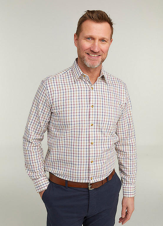 Double Two Plum Tattersall Check Long Sleeve Shirt | Kaleidoscope