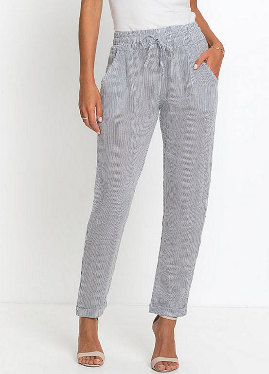 Drawstring Linen Trousers by bonprix | Kaleidoscope
