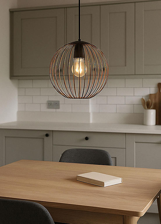 EGLO Almanzora Black & Copper Wire Modern Steel Pendant | Kaleidoscope