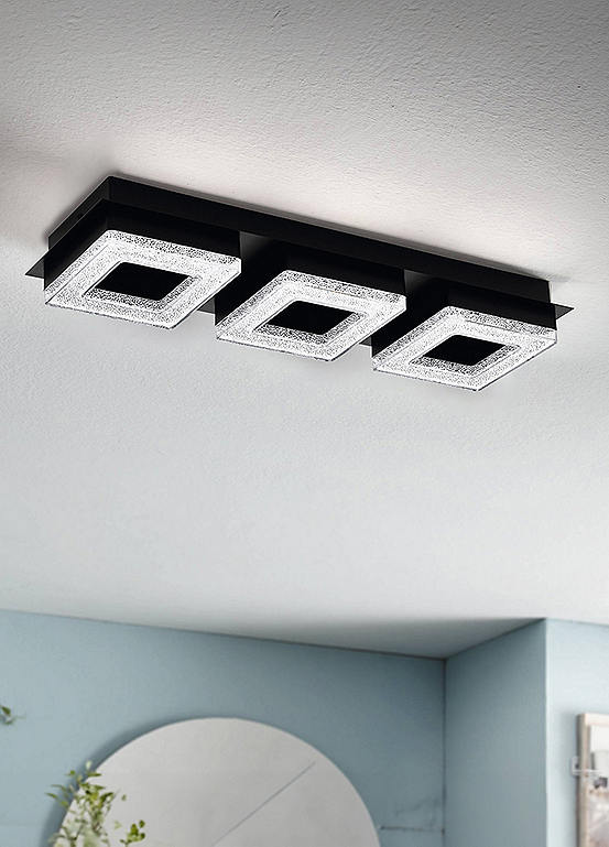 EGLO Fradelo 1 LED Rectangular Black/Crystal Ceiling Light | Kaleidoscope